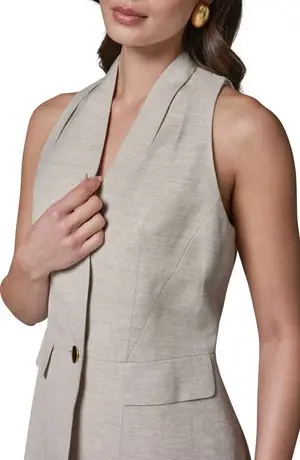 Donna Karan New York Collarless Linen Blend Vest