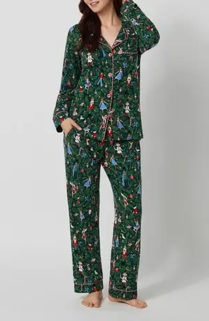 BEDHEAD PAJAMAS Bedhead Pjs X Rifle Paper Co. Long Sleeve Classic Stretch Jersey Pj Set Nutcracker