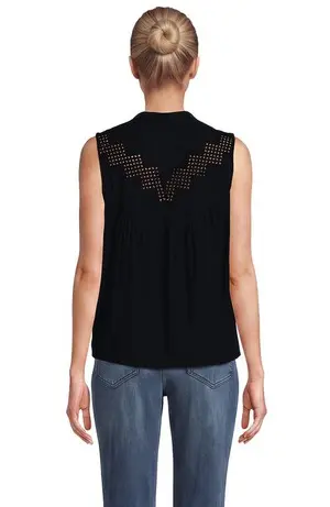 LANDS' END Sleeveless Eyelet Pullover Top - Black