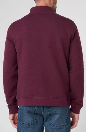 LIVERPOOL Diamond Quilted Quarter Zip Pullover - Wine