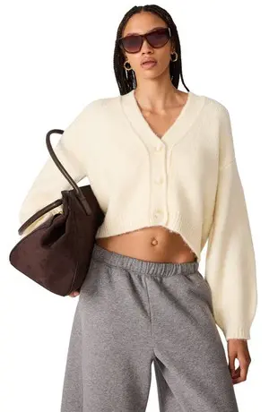 Steve Madden Mica Cropped Cardigan - Cream