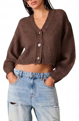 Steve Madden Mica Cropped Cardigan Dark Espresso