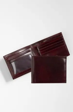 Bosca Id Flap Leather Wallet - Dark Brown