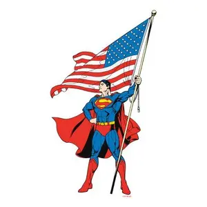 SUPERMAN Proud American Flag Short Sleeve Ringer T-shirt
