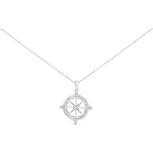 HAUS OF BRILLIANCE Sterling 3/4 Cttw Diamond Compass Medallion Pendant Necklace - Silver