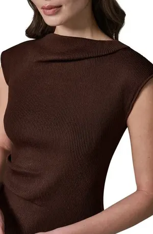 Donna Karan New York Aymmetric Cap Sleeve Rib Sweater - Canyon