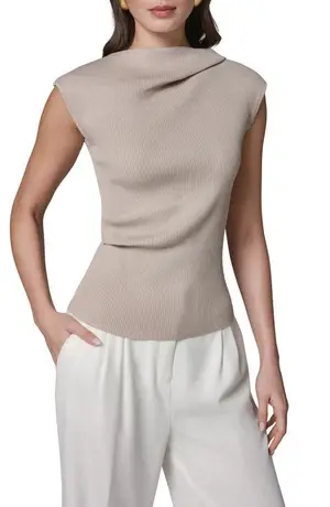 DONNA KARAN NEW YORK Aymmetric Cap Sleeve Rib Sweater
