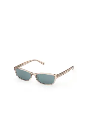 Guess Slim Oval Acetate Sunglasses - Shiny Beige/green