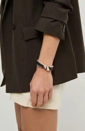 UNODE50 Leather Bracelet With Dual -tone Drops
