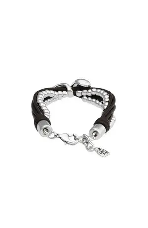 UNODE50 Leather Bracelet With Dual -tone Drops