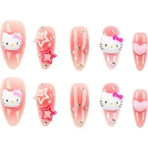 3H NAILS Hello Kitty 3d Almond Press-on Nails - Multicolor