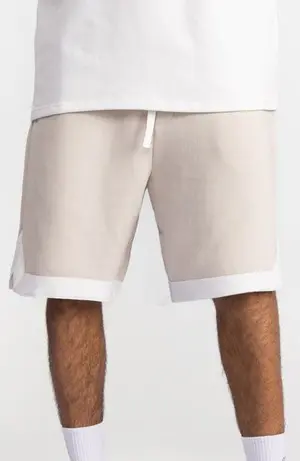 MANIA Social Media Cotton Blend Drawstring Shorts Stone