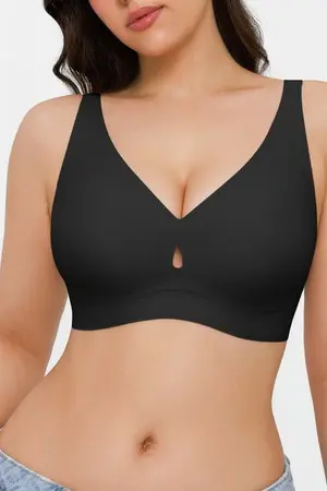 POPILUSH Seamless Wireless Jelly Contour Support Bra - Black