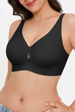 POPILUSH Seamless Wireless Jelly Contour Support Bra - Black