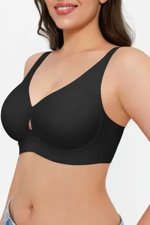 POPILUSH Seamless Wireless Jelly Contour Support Bra - Black