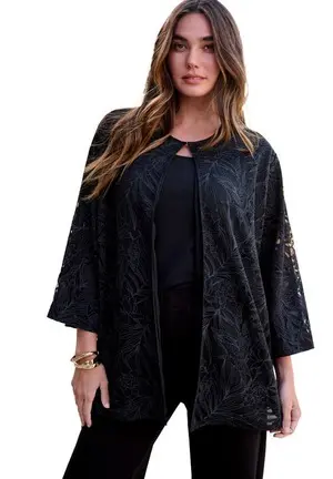 Roaman's Burnout Lace Bracelet Sleeve Jacket