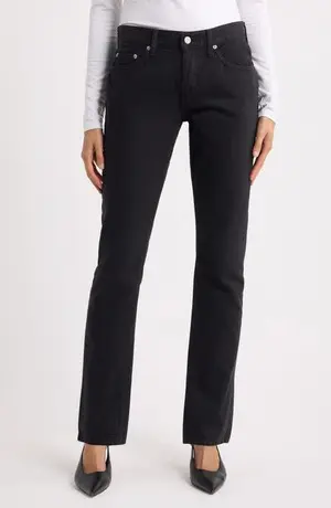 RE/DONE Slim Fit Cigarette Jeans - Washed Black