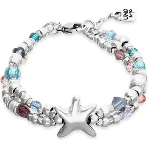 UNODE50 Tone Double Bracelet With Multicolor Faceted Crystals And Star - Silver