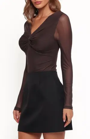 PETAL & PUP Ellera Twist V-neck Mesh Top