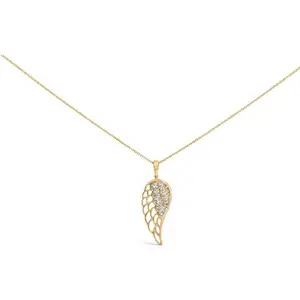 HAUS OF BRILLIANCE Gold Vermeil Diamond Accent Angel Wing Pendant Necklace - Silver
