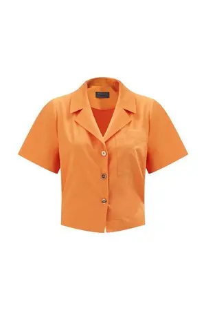 EXQUISE Short Sleeve Elastic Back Shirt