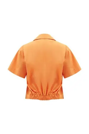 EXQUISE Short Sleeve Elastic Back Shirt