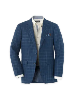 PAUL FREDRICK Wool Single Breasted Notch Lapel Sport Coat - Blue
