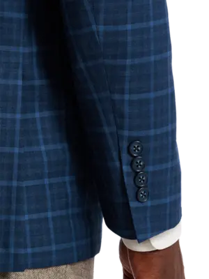 PAUL FREDRICK Wool Single Breasted Notch Lapel Sport Coat - Blue