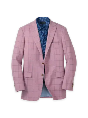 PAUL FREDRICK Wool Single Breasted Notch Lapel Sport Coat - Pink/blue