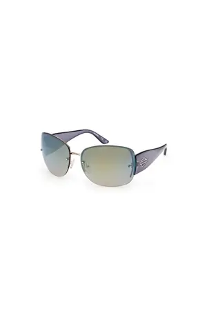 HARLEY-DAVIDSON Rimless Shield Metal Sunglasses - Gold/gradient Blue