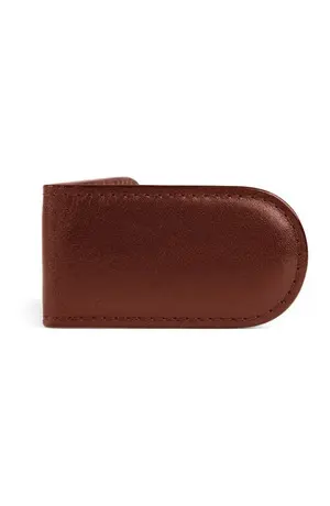Bosca Leather Money Clip - Cognac