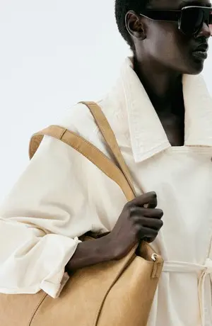 Mango Leather Shopper Tote