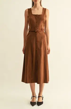 Adelyn Rae Kensley Faux Suede Midi Shirtdress