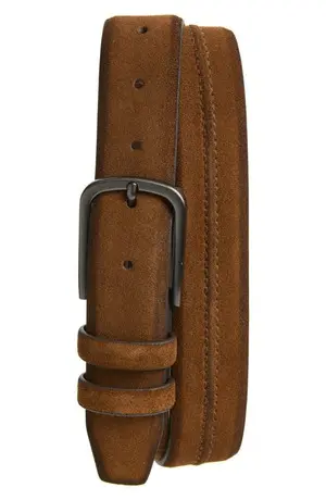 Nordstrom Walter Textured Suede Belt - Dark Tan