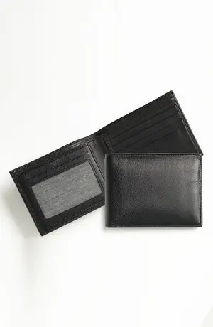 Bosca Id Flap Leather Wallet - Black