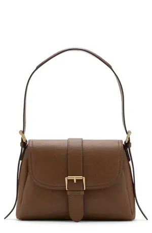 Mango Buckle Shoulder Bag - Medium Brown