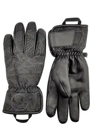 KESSLER Waterproof Ergo Grip Leather Palm Snow Gloves - Black/charcoal