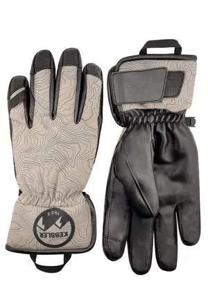 KESSLER Waterproof Ergo Grip Leather Palm Snow Gloves Black/mink