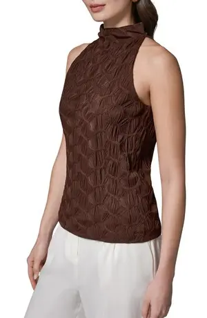 Donna Karan New York Texture Mock Neck Top - Canyon