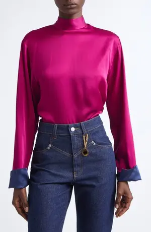 Stella McCartney Tie Back Satin Top - Dark Raspberry