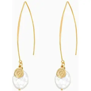 BEARFRUIT JEWELRY Samara Pearl Earrings Dainty Freshwater Pearl Statement - Gold