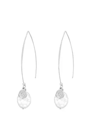 BEARFRUIT JEWELRY Samara Pearl Earrings Dainty Freshwater Pearl Statement - Silver