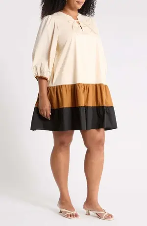 SUGARLIPS Woodlake Color Block Tiered Minidress