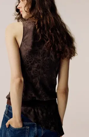 Mango Mara Jacquard Asymmetric Top - Brown