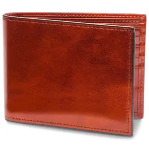 Bosca Id Flap Leather Wallet - Cognac