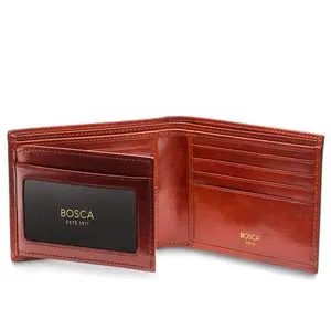 Bosca Id Flap Leather Wallet - Cognac