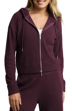 Beyond Yoga Rest Day Waffle Full Zip Hoodie - Cabernet