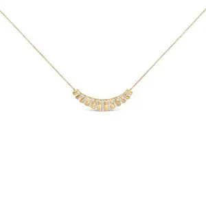 HAUS OF BRILLIANCE Gold Vermeil 1/10 Cttw Diamond Bold Ribbed Pendant Necklace - Silver