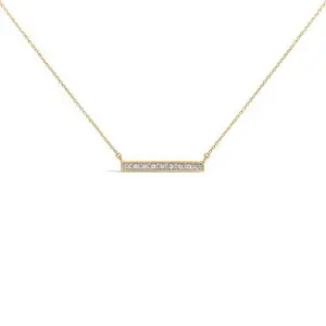 HAUS OF BRILLIANCE Yellow Gold Plated Diamond Accent Bar Pendant Necklace - Silver