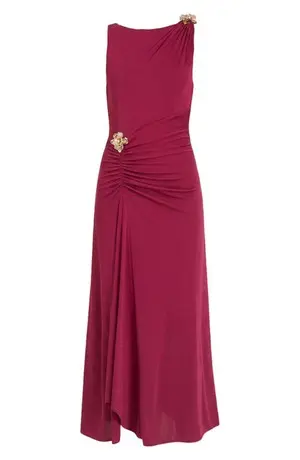 Cinq À Sept Eliro Ruched Bateau Neck Midi Dress